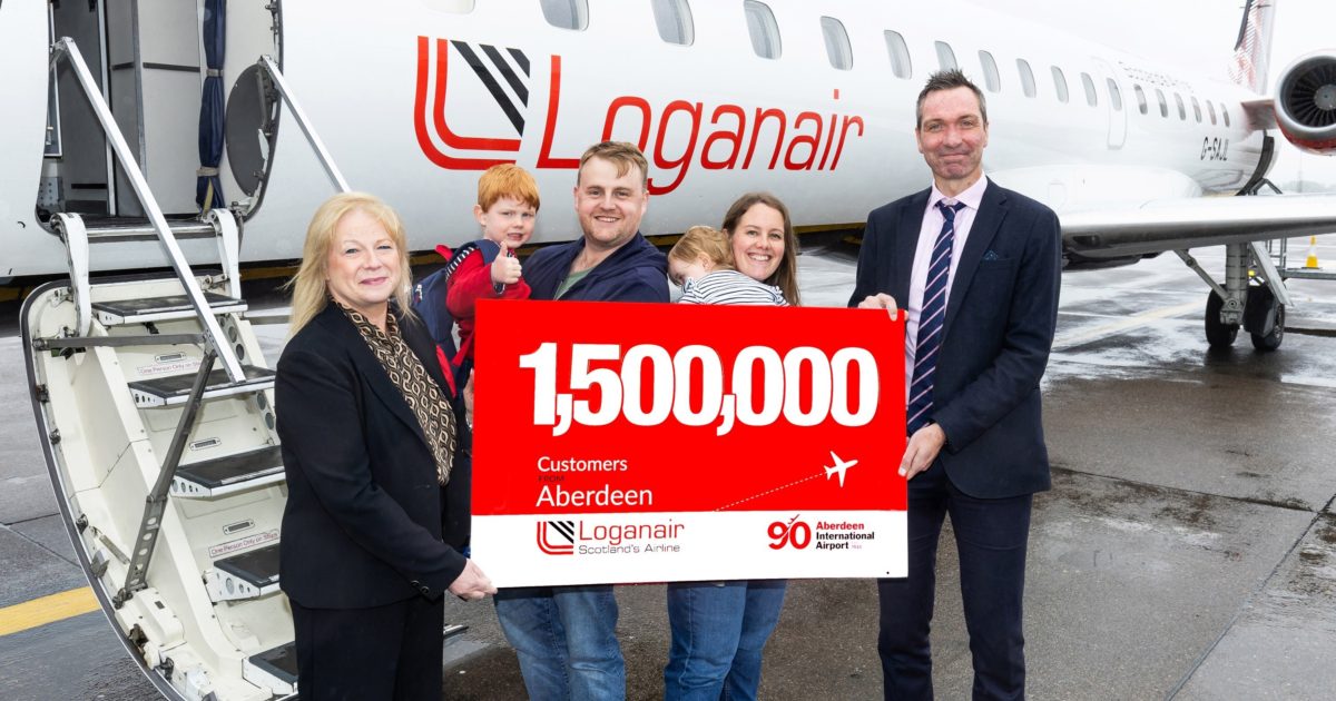 Family checks-in as Loganair’s milestone customers at Aberdeen Airport